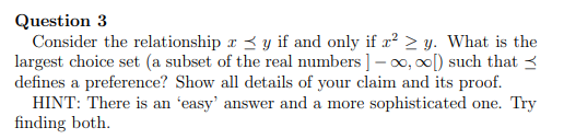 Solved Question 3Consider the relationship x-≤y ﻿if and only | Chegg.com