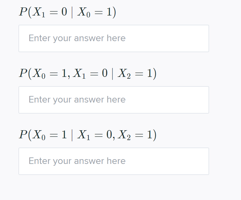 Solved Below is a table listing the probabilities of three | Chegg.com