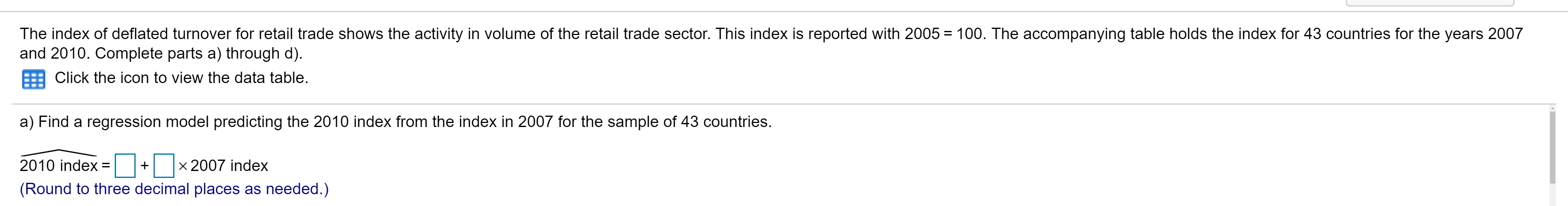 The index of deflated turnover for retail trade shows | Chegg.com