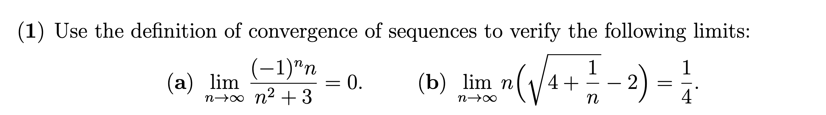 Solved (1) Use the definition of convergence of sequences to | Chegg.com