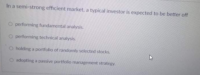 Solved In a semi-strong efficient market, a typical investor | Chegg.com