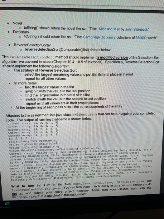 Solved The reverseSelectionsort method should implement a | Chegg.com