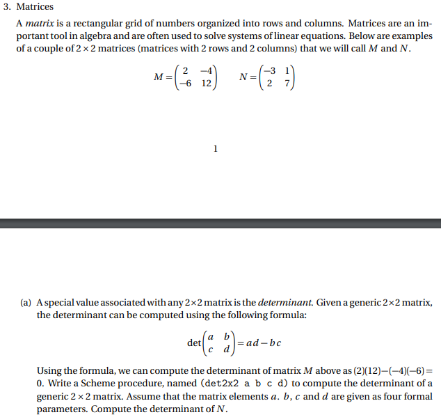 Solved 3. Matrices A matrix is a rectangular grid of numbers | Chegg.com