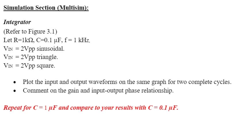 Solved Simulation Section Multisim): Integrator (Refer to | Chegg.com