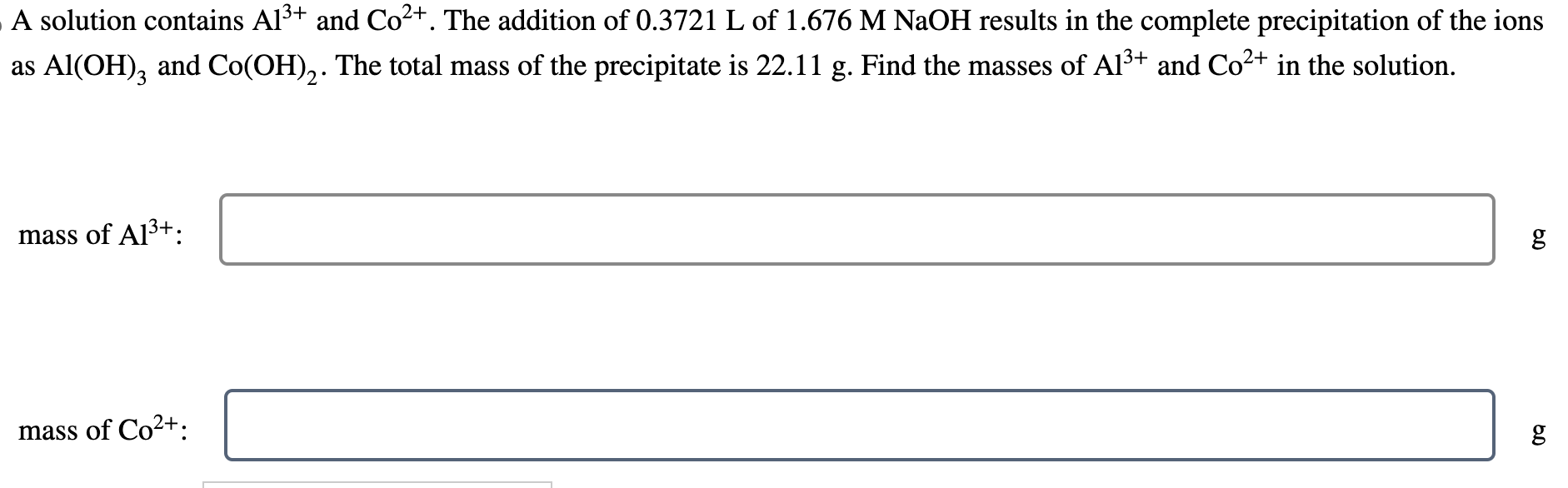 Solved A solution contains \\( \\mathrm{Al}^{3+} \\) and \\( | Chegg.com