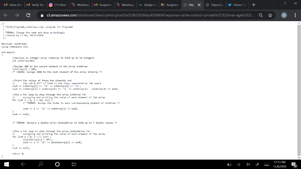 Solved CS120_Program6_UseArrays (Protected View) - Word | Chegg.com
