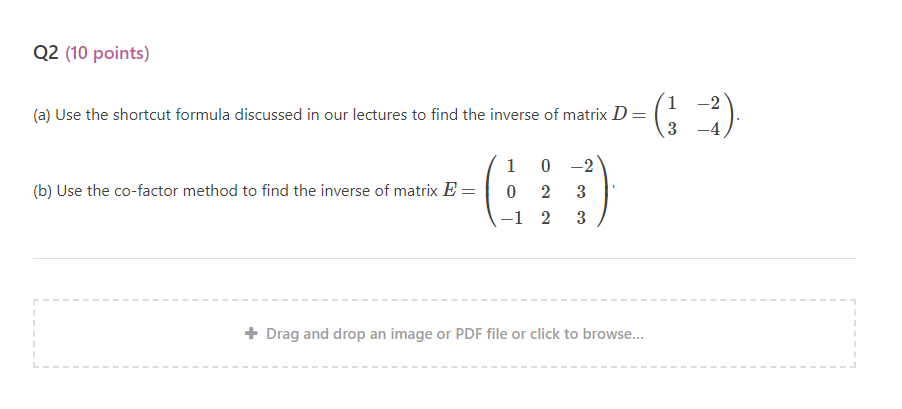 Solved Q2 (10 points) 1 -2 (a) Use the shortcut formula | Chegg.com