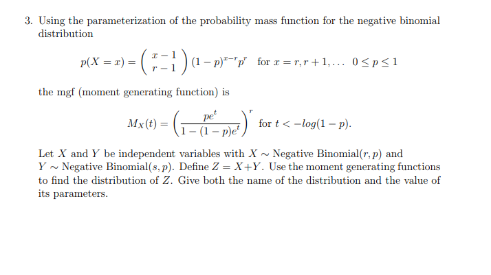 Solved 3. Using the parameterization of the probability mass | Chegg.com