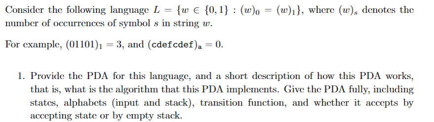 Solved Consider the following language | Chegg.com