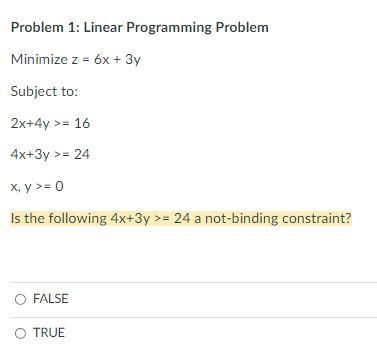 Solved Problem 1: Linear Programming Problem Minimize z - 6x | Chegg.com