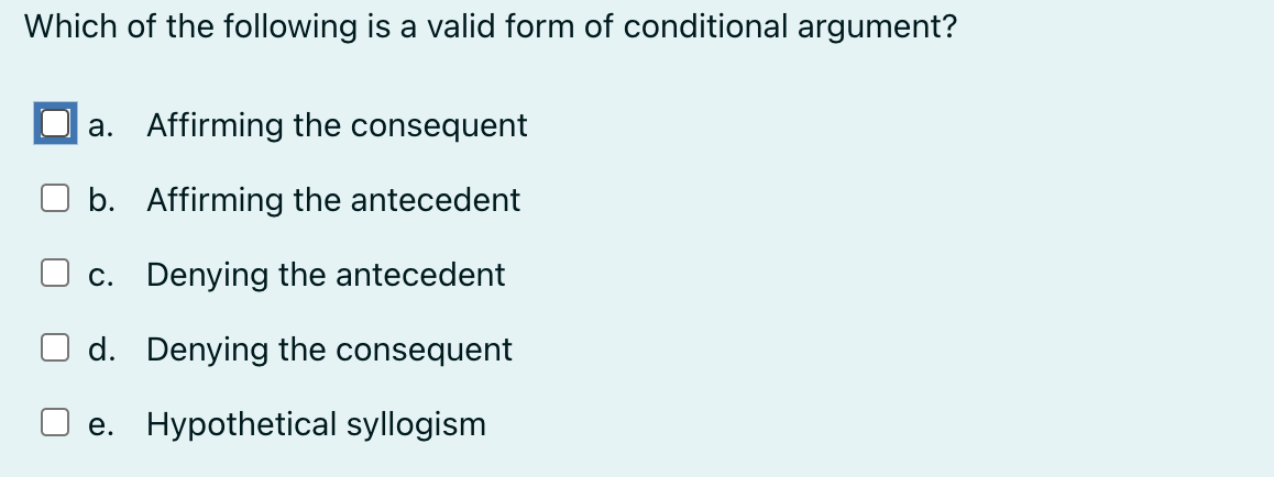 Which of the following is a valid form of conditional | Chegg.com