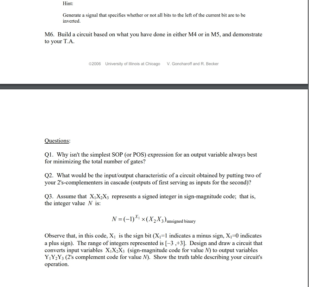 Solved Advanced Combinational Logic - 2's Complement | Chegg.com