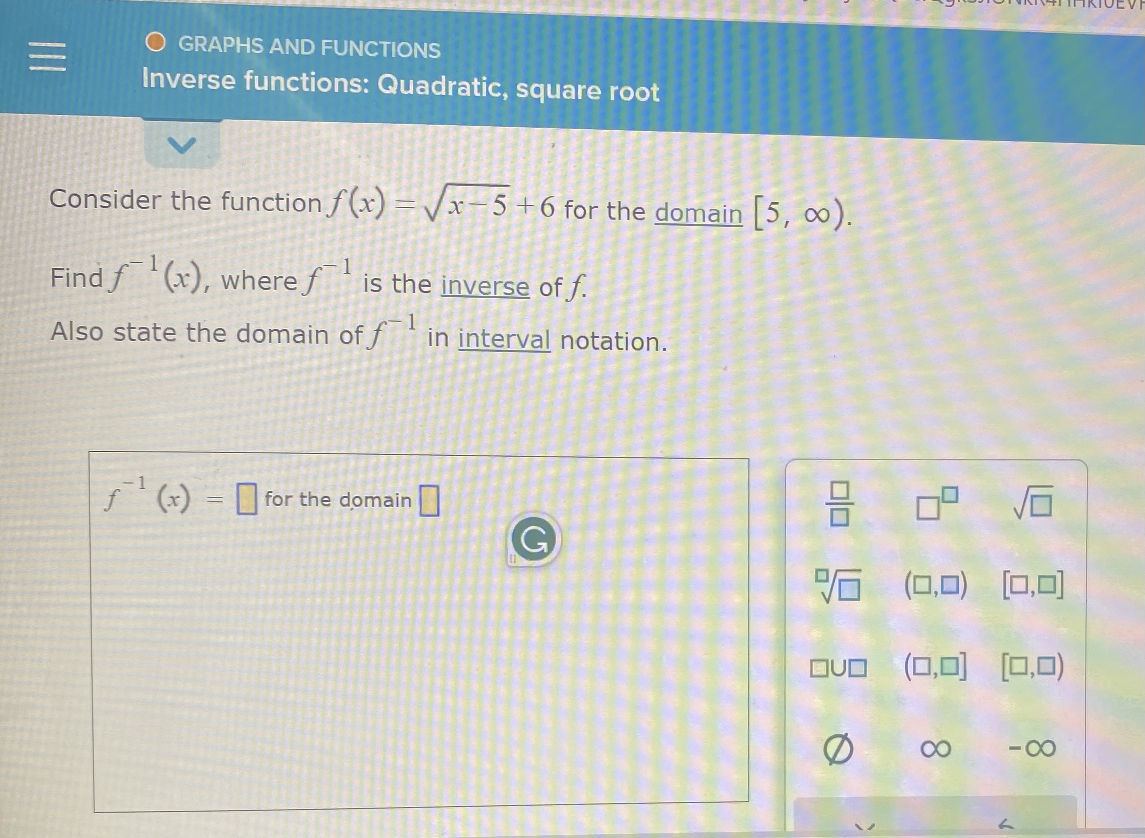 Solved Consider The Function Fxx−56 For The Domain 5∞ 6388