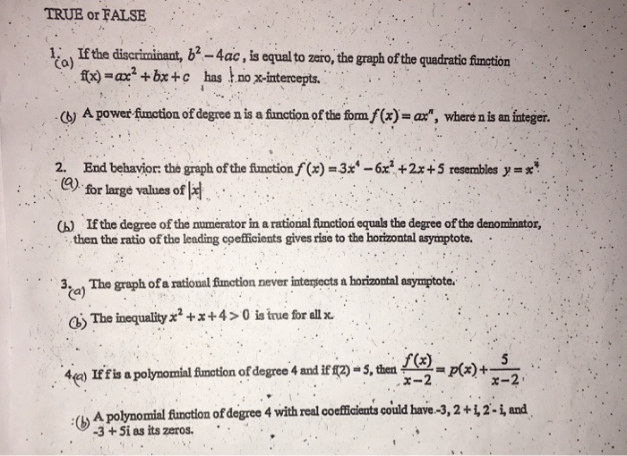 Solved If the discriminant, b^2 - 4ac, is equal to zero, the | Chegg.com