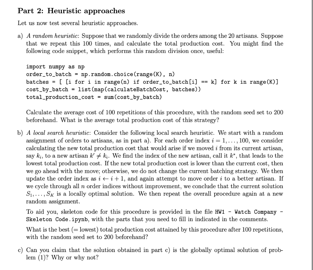 2 Watch Company A make-to-order watch company | Chegg.com