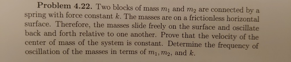 Solved Problem 4.22. Two blocks of mass my and m2 are | Chegg.com