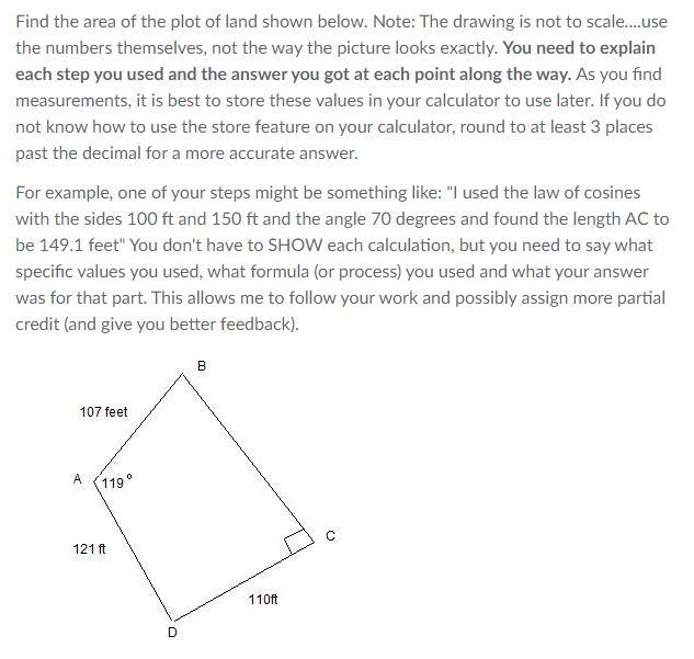 Solved Find the area of the plot of land shown below. Note: | Chegg.com