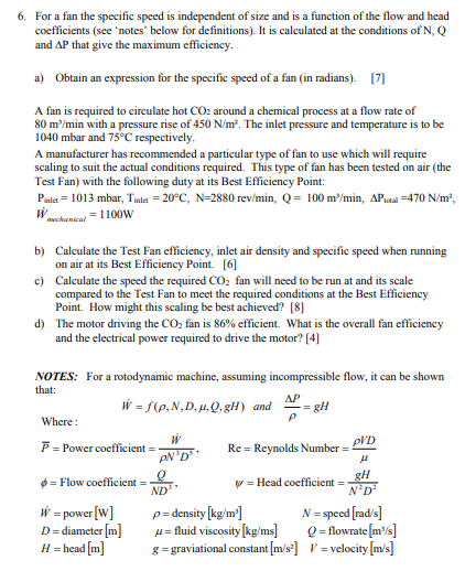 Solved 6. For a fan the specific speed is independent of | Chegg.com
