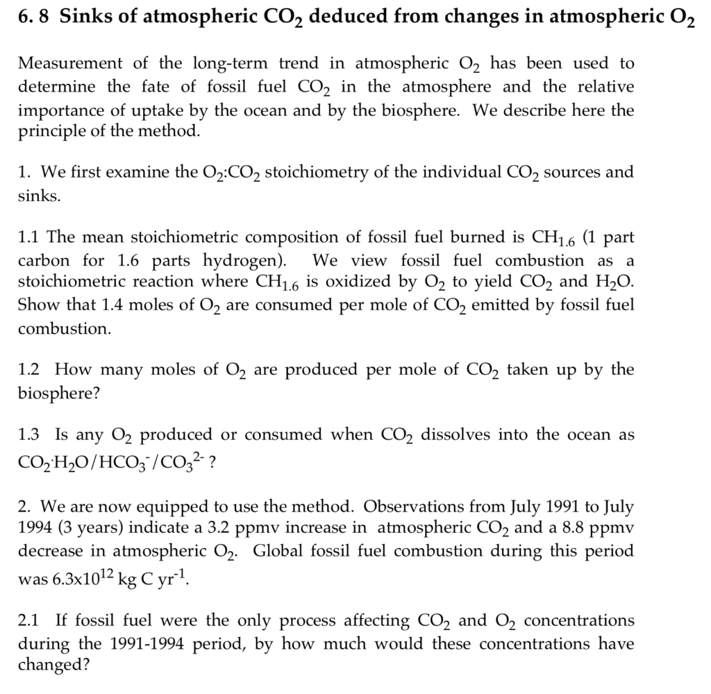 6.8 Sinks of atmospheric CO2 deduced from changes in | Chegg.com
