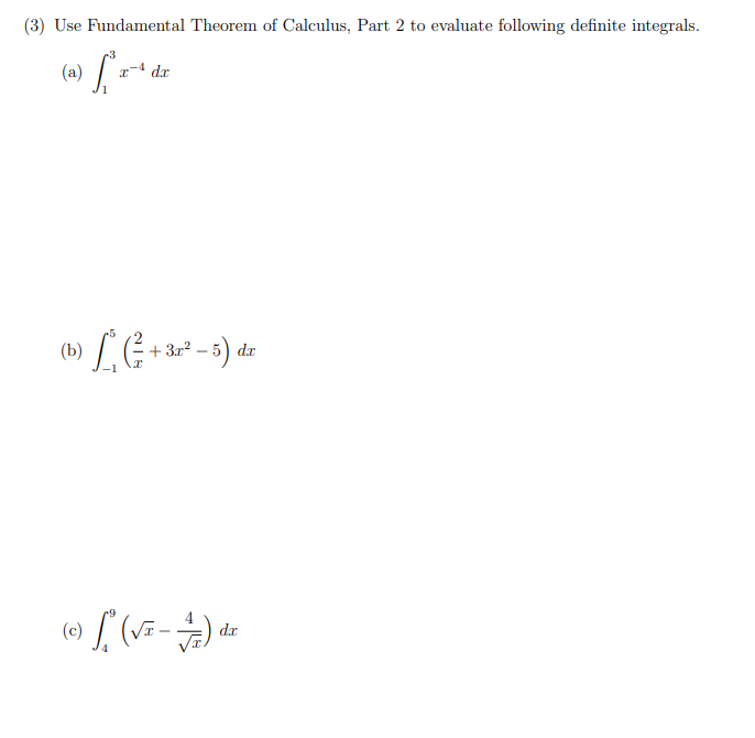 Solved 3) Use Fundamental Theorem of Calculus, Part 2 to | Chegg.com