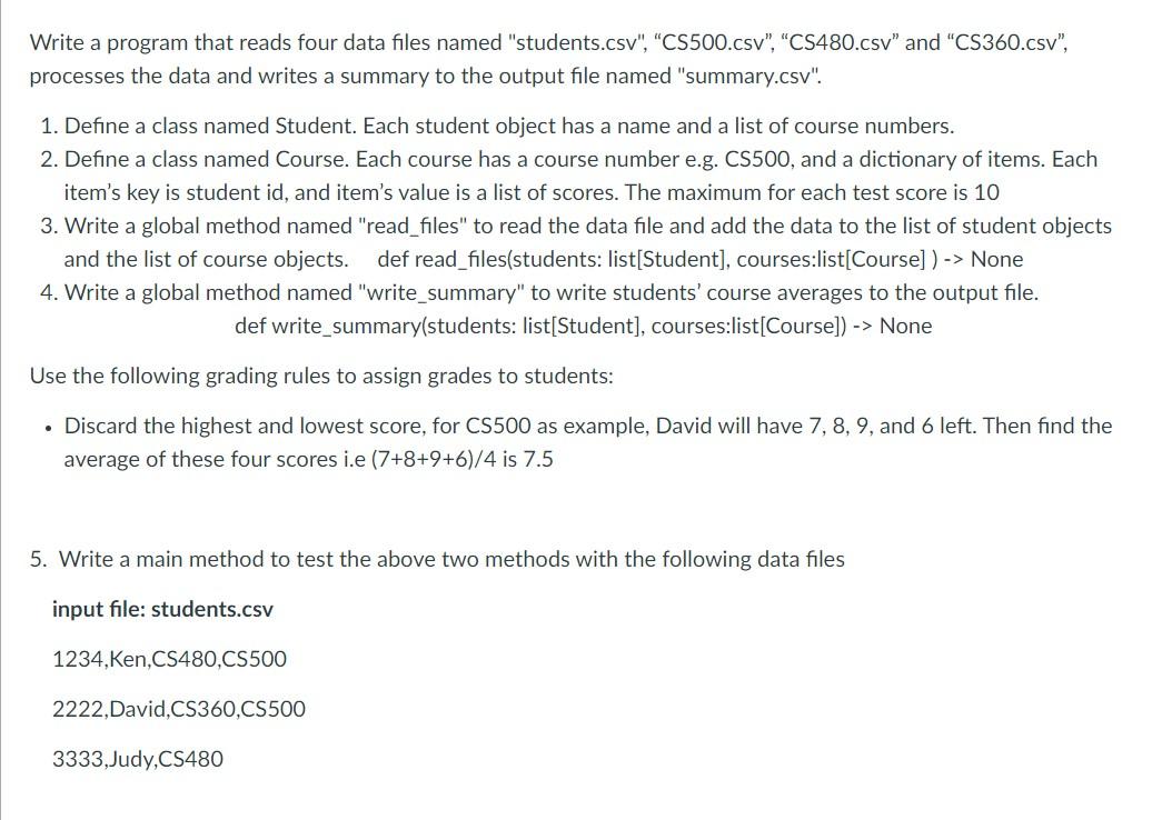 Solved Write a program that reads four data files named | Chegg.com