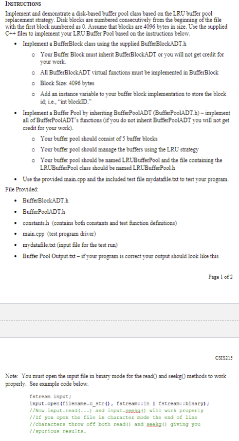 Solved Implement and demonstrate a disk-based buffer pool | Chegg.com