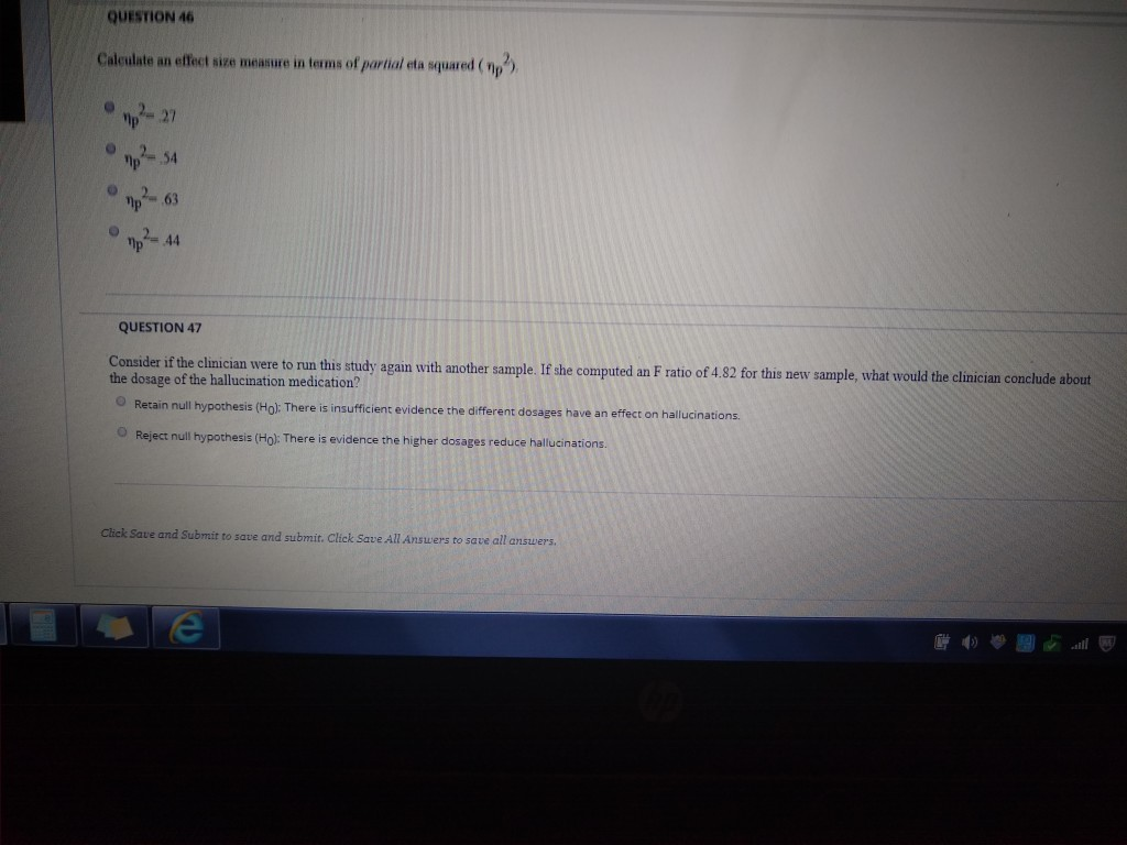 Solved QUESTION 46 Calculate an effect size measure in terms | Chegg.com