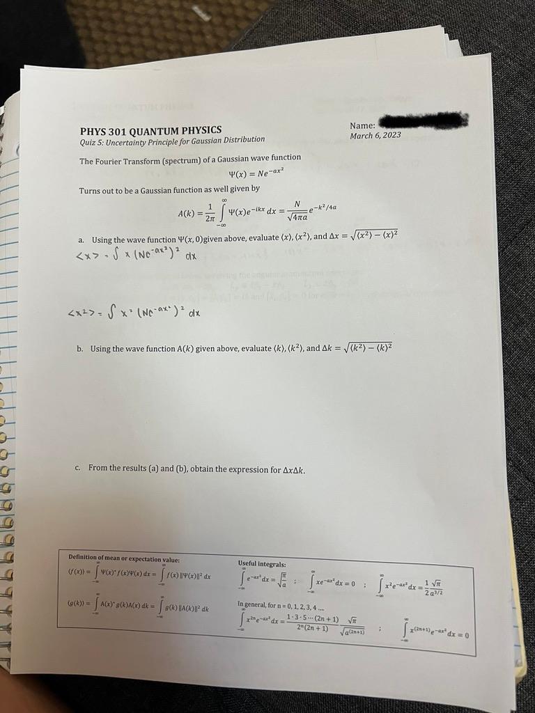 Solved The Fourier Transform Spectrum Of A Gaussian Wave