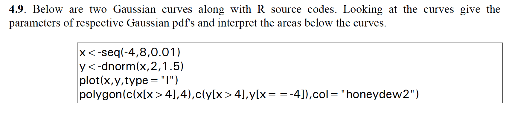 Solved 4 5 Using R Plot The Gaussian Density Function With 4098