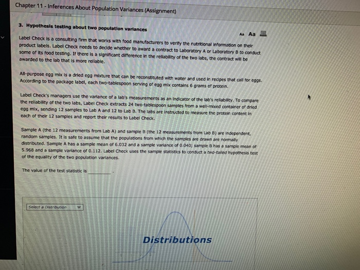 Solved Chapter 11 - Inferences About Population Variances | Chegg.com