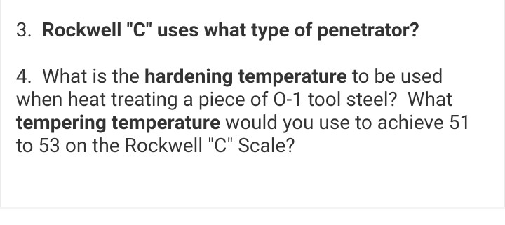 Solved 3. Rockwell "C" uses what type of penetrator? 4. What | Chegg.com
