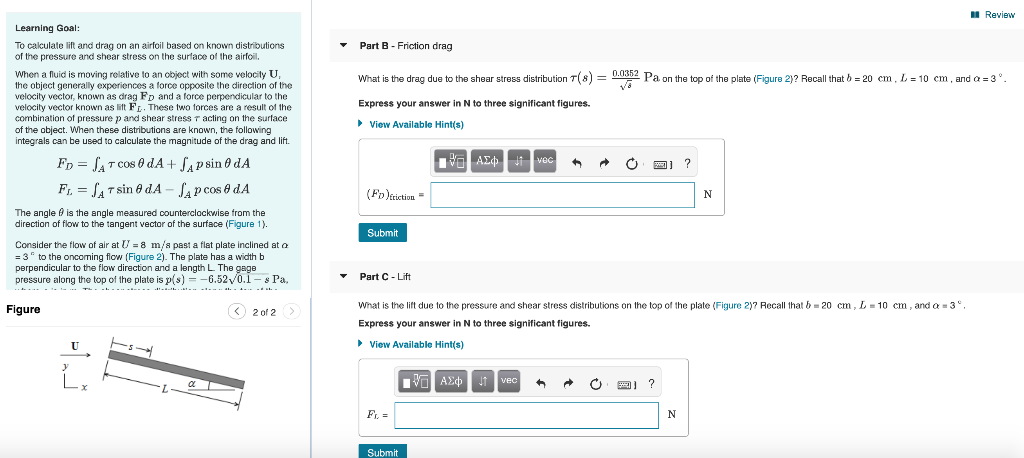 I Review Part B - Friction drag Learning Goal: To | Chegg.com