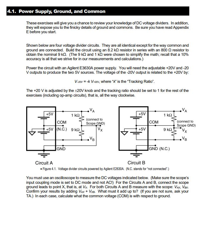 Solved 4.1. Power Supply, Ground, and Common These exercises | Chegg.com