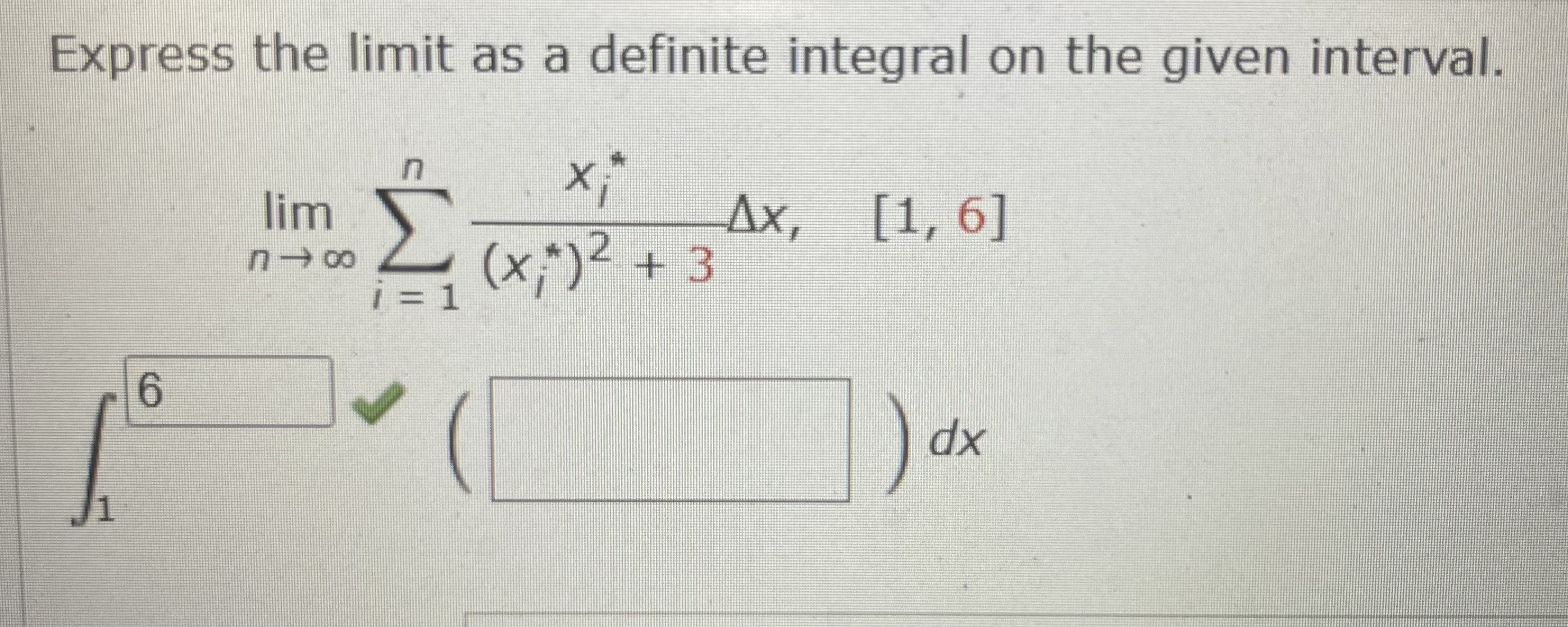 Solved Express the limit as a definite integral on the given | Chegg.com