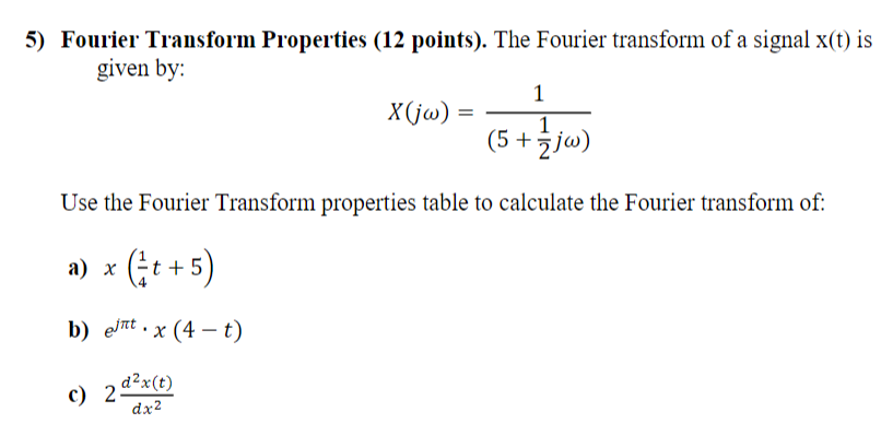 Solved Fourier Transform Properties (12 points). The Fourier | Chegg.com