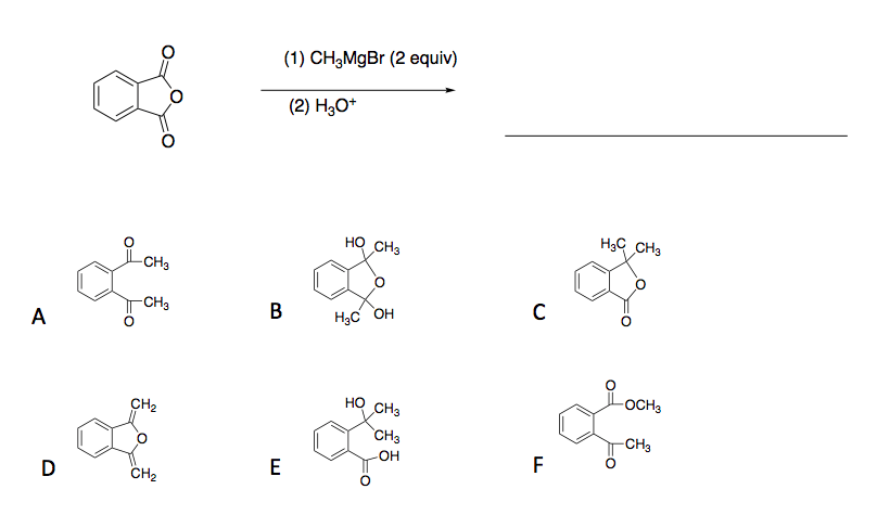 Solved (1) CH3MgBr (2 equiv) C0 (2) H3o+ CH3 CH3 Нас он OCH | Chegg.com