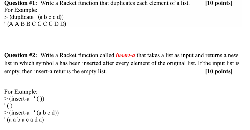 Solved For Each Question Copy Its Racket Code From The