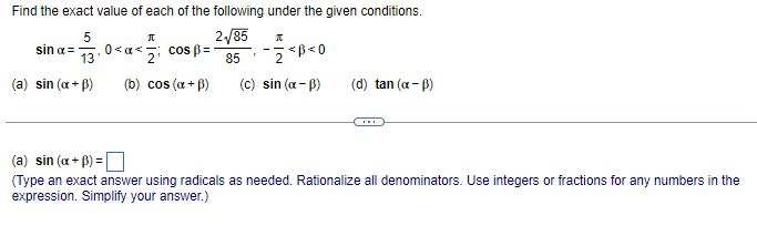 Solved Find the exact value of each of the following under | Chegg.com