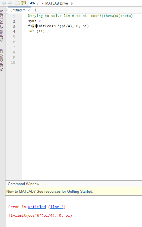 Solved MATLAB issue trying to proof a calc equation. | Chegg.com