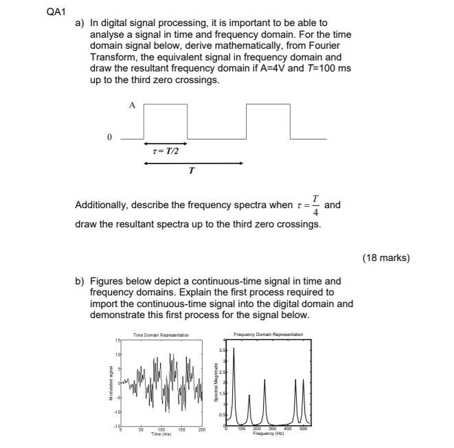 Solved QA1 a) In digital signal processing, it is important | Chegg.com