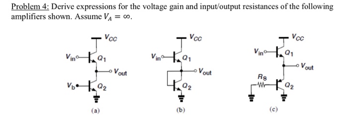 Solved Problem 4: Derive expressions for the voltage gain | Chegg.com