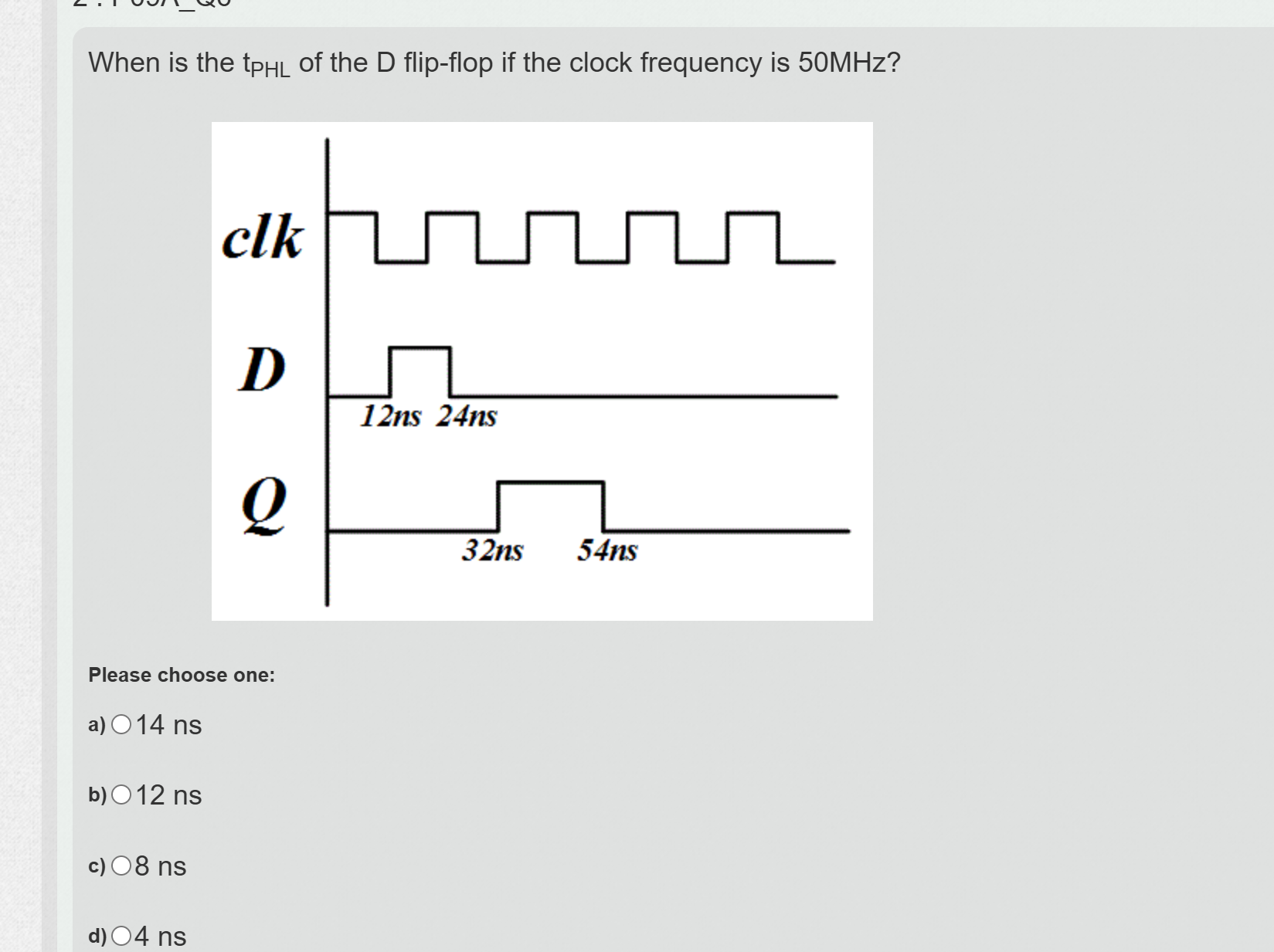 Solved When is ﻿the tPHL of ﻿the D ﻿flip-flop if ﻿the clock | Chegg.com