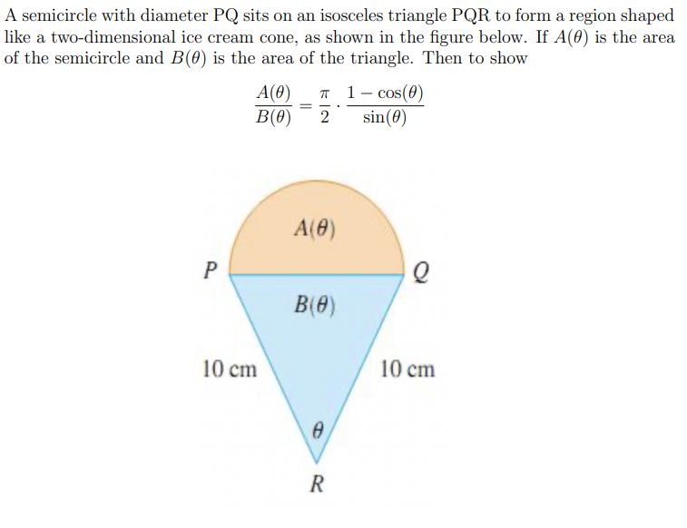 Solved A semicircle with diameter PQ sits on an isosceles | Chegg.com