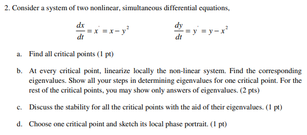 Solved 2. Consider a system of two nonlinear, simultaneous | Chegg.com