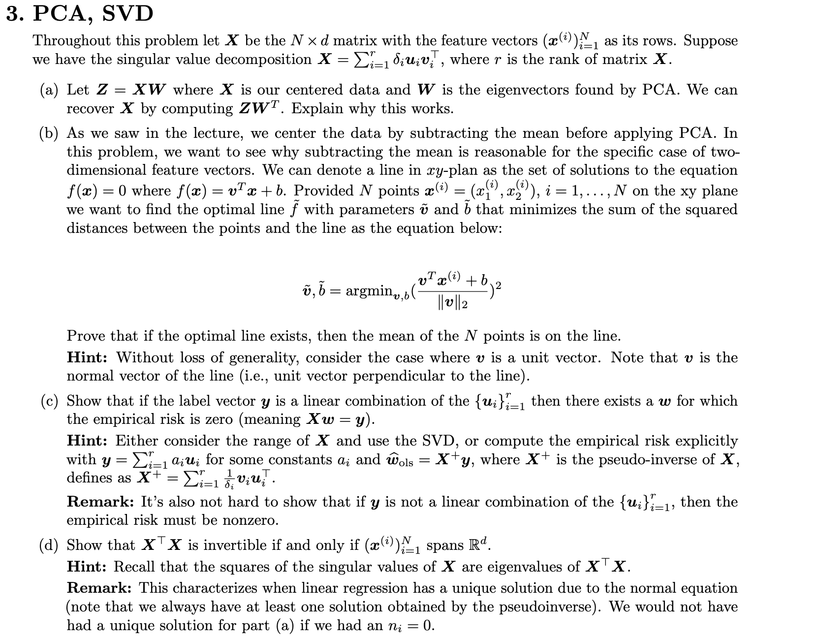 Solved PCA, SVDThroughout this problem let x be ﻿the N×d | Chegg.com