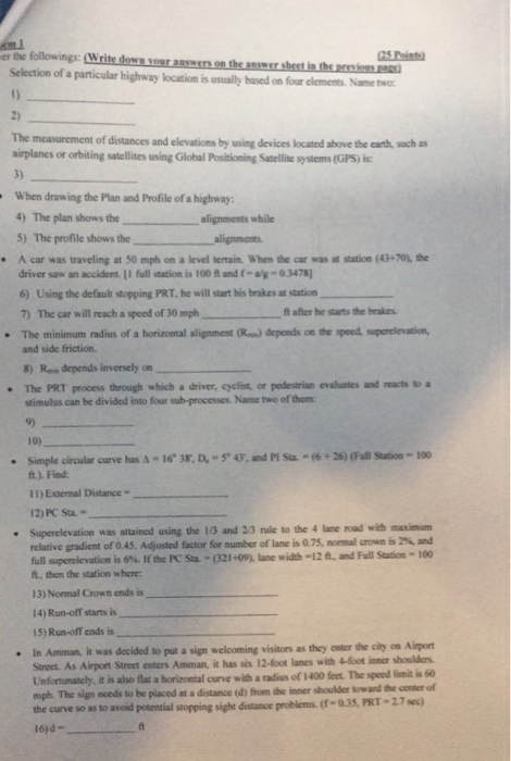 Solved er the followings (Write down your answers on the | Chegg.com