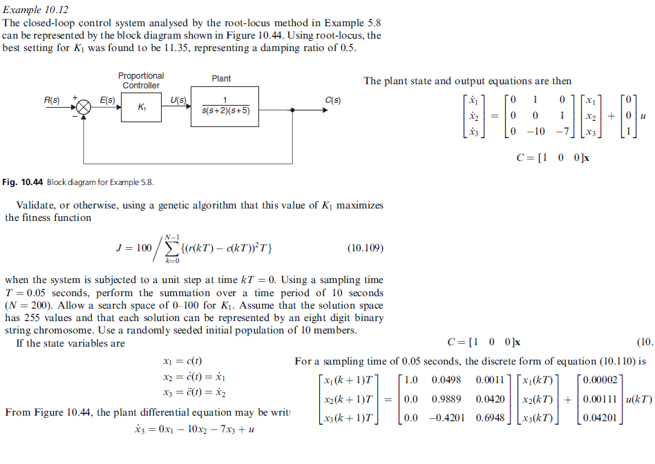 Solved Example 10.12 The closed-loop control system analysed | Chegg.com