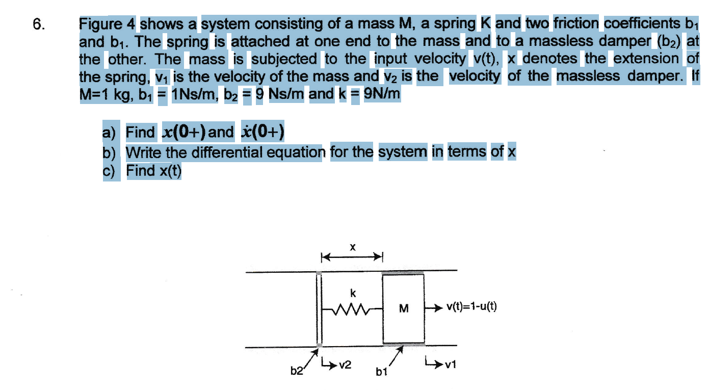 Solved Figure 4 shows a system consisting of a mass M, a | Chegg.com