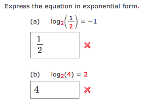 Solved Express the equation in exponential form. (a) | Chegg.com