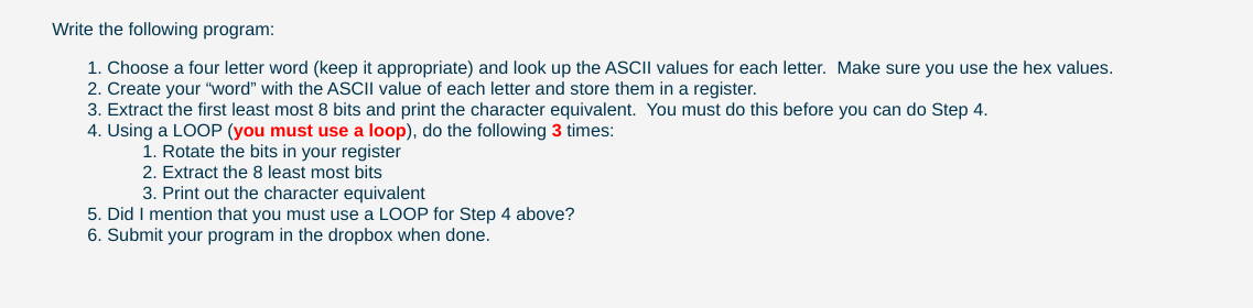 Solved Write the following program: 1. Choose a four letter | Chegg.com